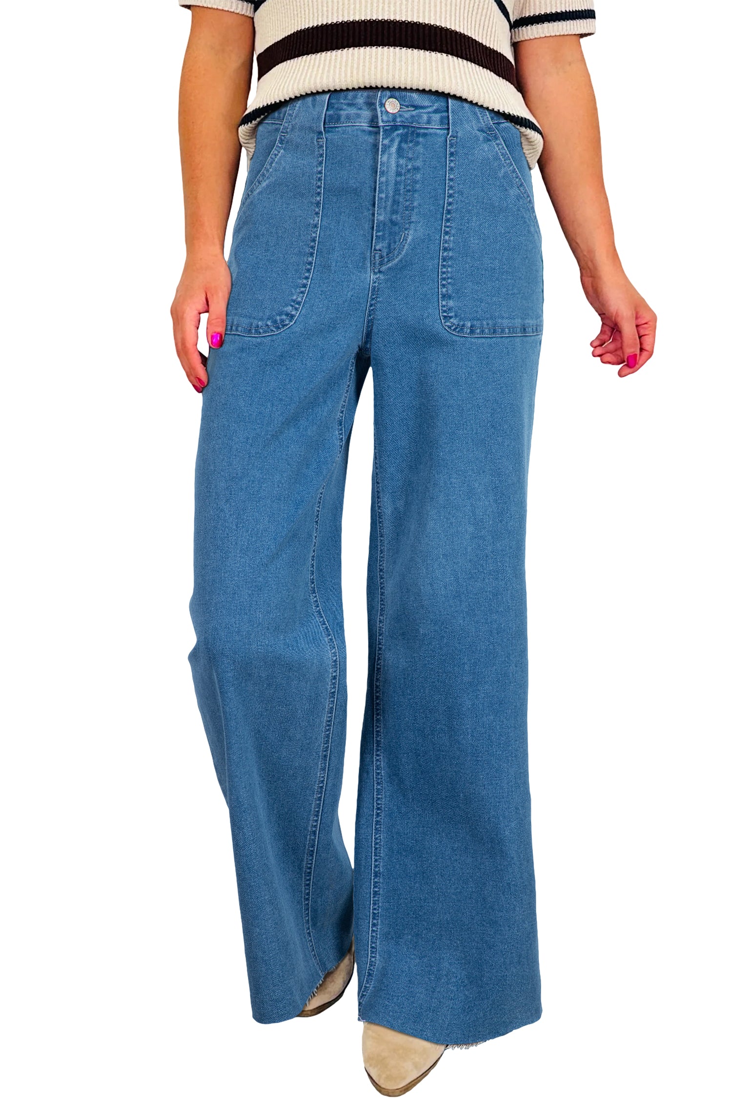 Retro Washed Patch Pocket Loose Jeans – Earthy Embrace Boutique